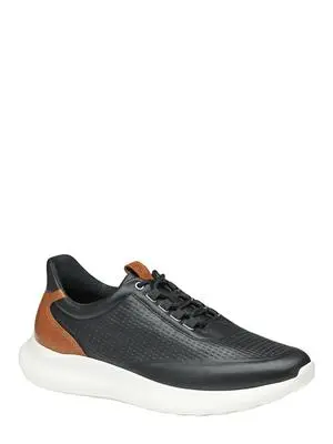 Johnston & Murphy U-throat Leather Sneaker - Black Full Grain