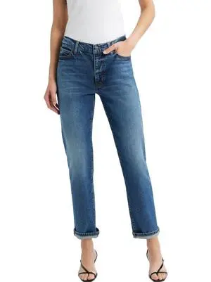 FRAME The Borrowed Mid Rise Boyfriend Jeans - Nebula