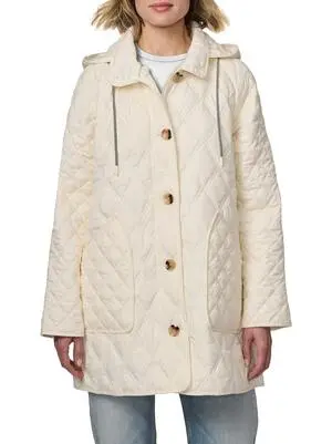 Bernardo Diamond Quilted Hooded Liner Jacket Fresh Cream