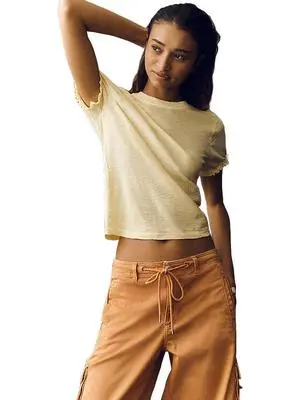 PILCRO Bennie Puff-sleeve Crewneck Tee - Butter