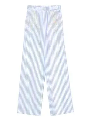 Elisabetta Franchi Striped Cotton Pants - White