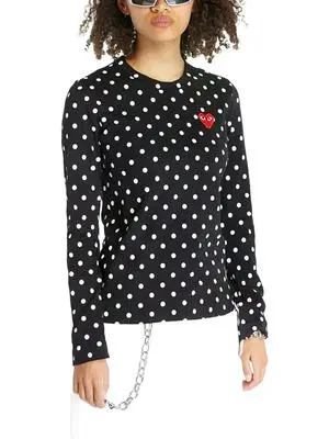Play Comme Des Garcon Polka-dot Long Sleeve T-shirt - Black