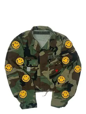 Rank & Sugar Vintage Camo Army Jacket - Green Motif