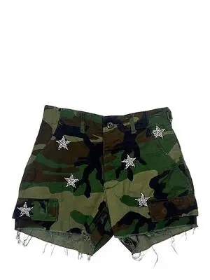 Rank & Sugar Vintage Camo Army Shorts - Green Motif