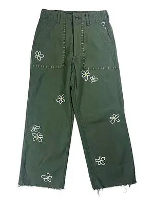 Rank & Sugar Vintage Army Pant With Daisy Motif - Green Motif
