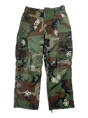 Rank & Sugar Vintage Daisy Camo Army Pants - Green Motif