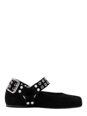 Alaïa Suede Biker Ballerinas - Black