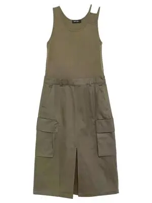 TOUT A COUP Sleeveless Cargo Dress - Green