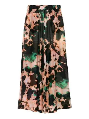 ROBERTO COLLINA Abstract-print Wide-leg Trousers - Black