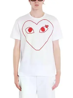 Play Comme Des Garcon Heart-print T-shirt - White