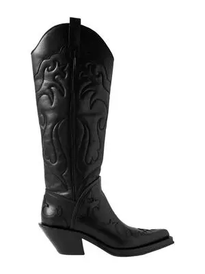 Gabriela Hearst Capitana Embroidered Leather Knee Boots - Black