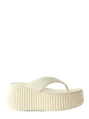 Chloé Nama Leather Platform Flip Flops - Off-white