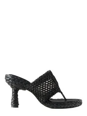 Chloé Isla Crocheted Raffia Mules - Black