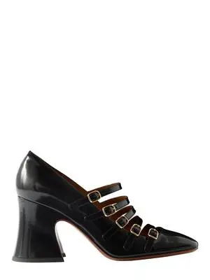 Chloé Janis Buckled Glossed-leather Mary Jane Pumps - Black