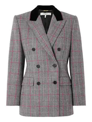 Chloé Double-breasted Checked Wool Blazer - Black