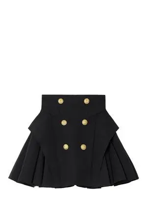Balmain Button-embellished Pleated Mini Skirt - Black