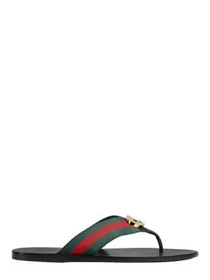 Gucci Web Thong Sandal - Black Leather