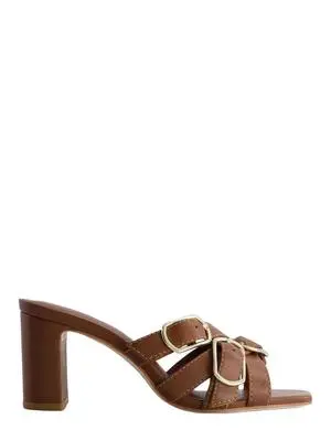 Bernardo 1946 80mm Double-buckle Slide Sandals - Brown