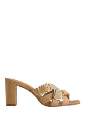 Bernardo Buckle-embellished Block-heel Sandals - Brown