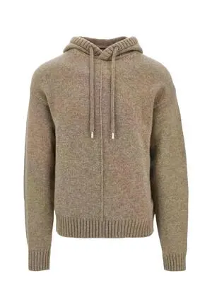 FERRAGAMO Virgin-wool Knitted Hoodie - Neutrals