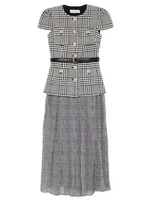 SELF-PORTRAIT Houndstooth Midi Dress - Black