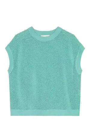 Marc O'polo Crochet Knit Short-sleeve Top - Blue