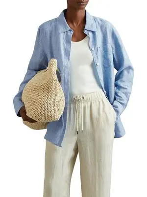 REISS Belle Linen Button-Up Shirt