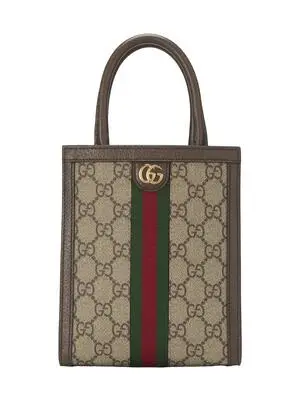 Gucci Gg Supreme Ophidia Top Handle Bag - Brown