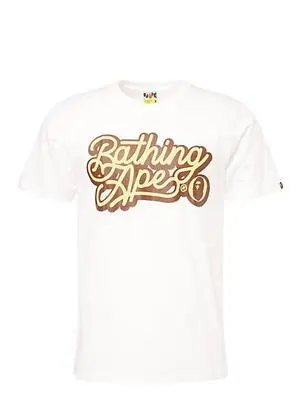 A BATHING APE Script Logo-print Cotton T-shirt - White Yellow Logo