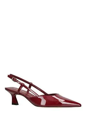 STUART WEITZMAN Vinnie 50 Patent-Leather Slingback Courts Red/dark