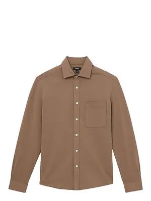 REISS Kappo Patch-pocket Stretch-cotton Overshirt M Camel