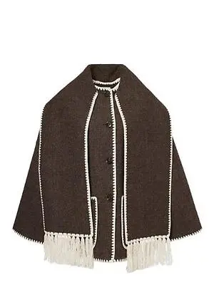 TOTEME Wool-blend Jacket With Embroidered Trim - Chocolate Melange