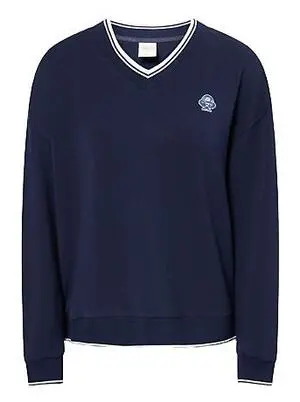 Varley Iona Embroidered-logo Knitted Jumper - Navy