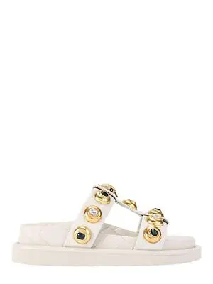 Kurt Geiger Stud-embellished Leather Sandals - Bone