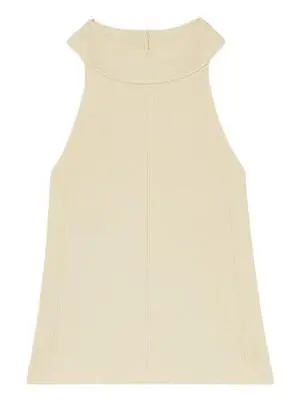 REISS High-neck Rib Knit Vest - Ivory