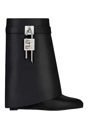 Givenchy Shark Lock Leather Heeled Ankle Boots - Black
