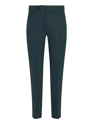 Zegna Oasi Lino Slim-fit Trousers - Dark Teal Blue