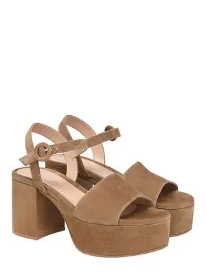 GIANVITO ROSSI Carol Platform Sandals - Brown Suede