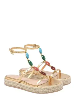 GIANVITO ROSSI Shanti Beach Espadrilles - Gold Leather