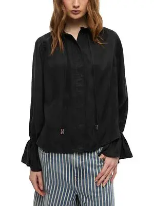 GANNI Fluid Tie Shirt - Black