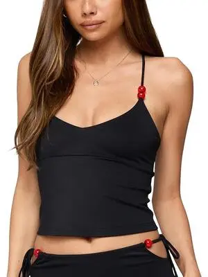 EDIKTED Maree Bead V Neck Top - Black