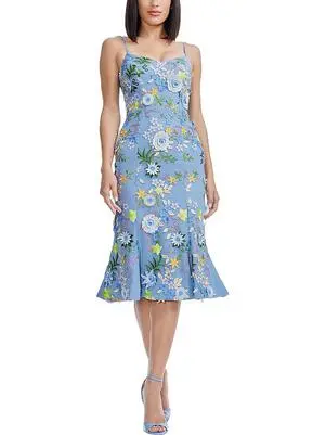 Dress The Population Allona Floral Applique Dress - Sky Multi
