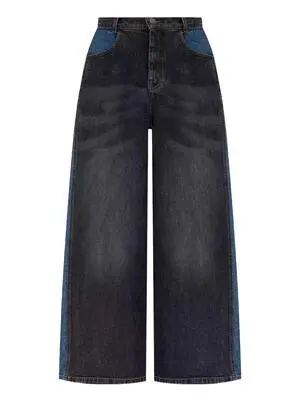 Munthe Contrast Panel Wide Leg Jeans - Black