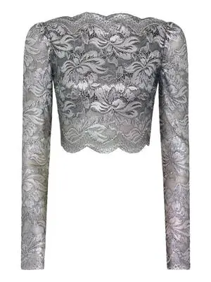 Rabanne Cropped Lace Top - Silver
