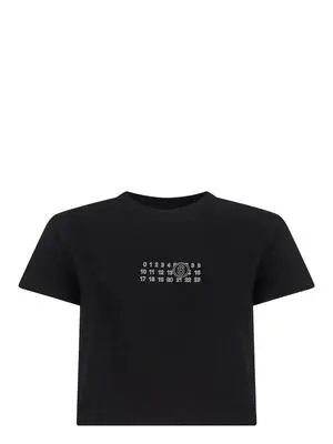 MAISON MARGIELA Numbers Motif Cropped T-shirt - Black