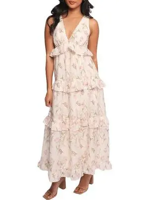 PETAL & PUP Willis Floral Ruffle Maxi Dress - Pink Floral