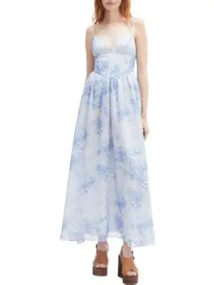 Bardot Elias Floral Print Maxi Dress - Baby Blue Floral