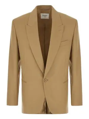 Saint Laurent Wool Single-breasted Jacket - Beige