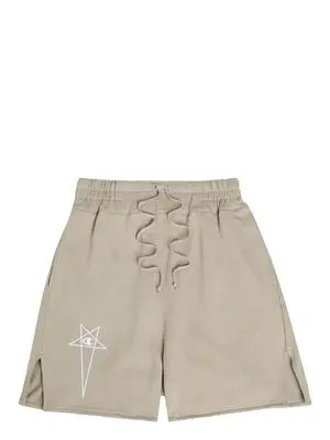 Rick Owens Logo-embroidered Cotton Shorts - Beige