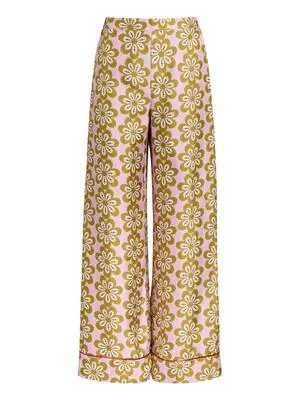 La DoubleJ Printed Silk-twill Pyjama Trousers - Multicoloured